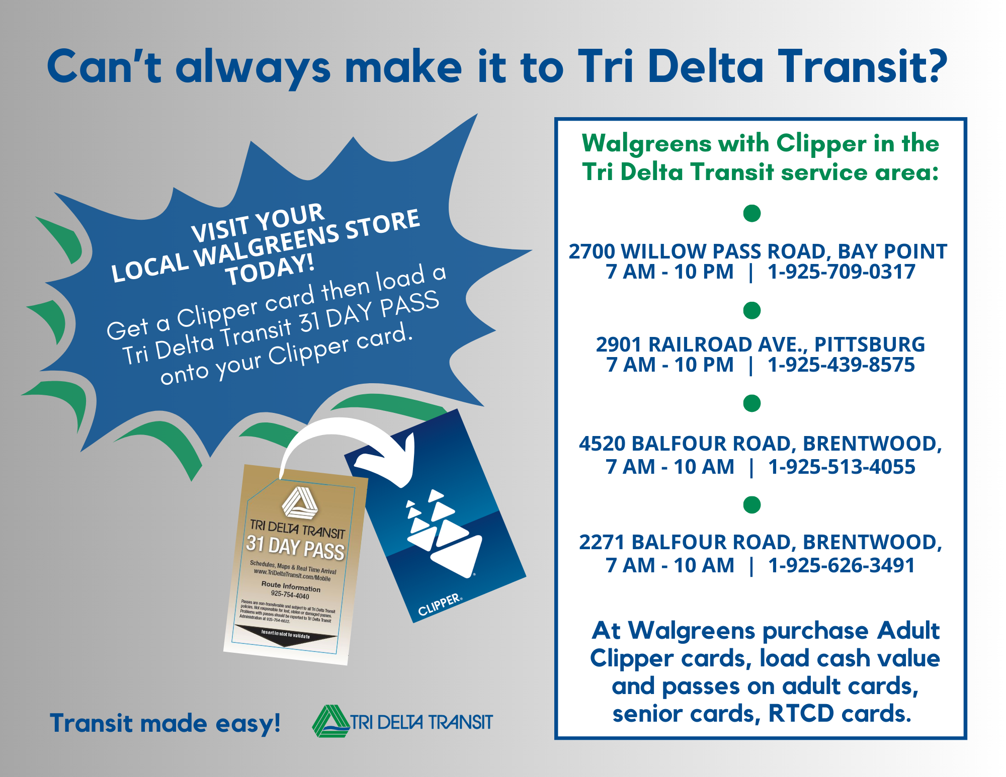 Clipper Card -Tri Delta Transit