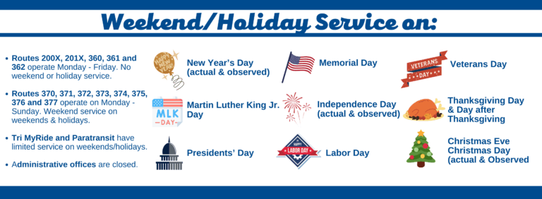 Holiday Schedule -Tri Delta Transit